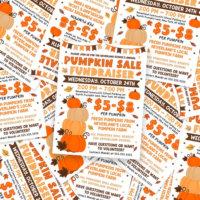 Pumpkin Fundraiser Flyer Template: Editable Fall Event Poster (canva ...
