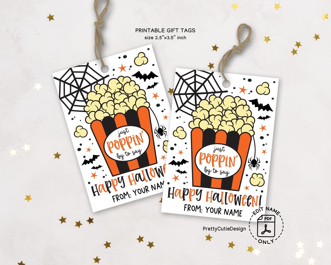 Printable Halloween Popcorn Gift Tags, POPPIN' by to Say Happy ...