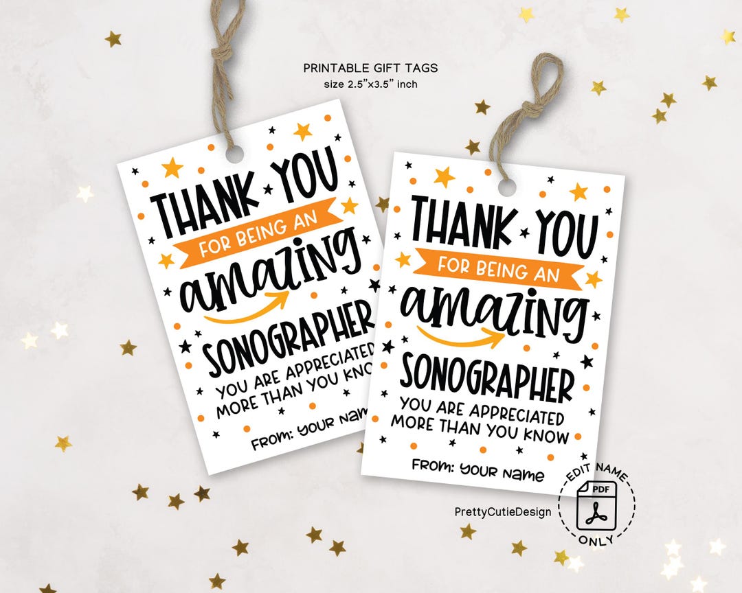 Sonographer Week Gift Tags Printable, Amazing Sonographer Appreciation ...