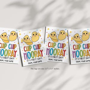 Happy First Day of School Chip Chip Hooray Tag, Back to School Tags ...