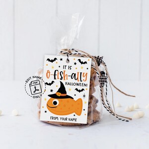 Halloween Gift Tags Printable, Its O-fish-ally Halloween Treat Bag Tags ...