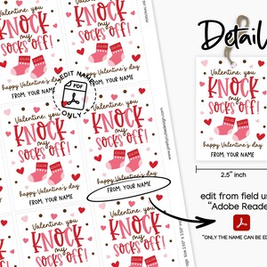 Valentine Sock Tags, Knock Socks off Valentine Socks Gift Tag ...
