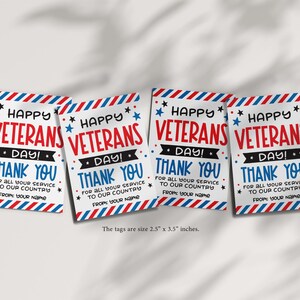 Veterans Day Gift Tags Printable: Thank You Military Service (PDF ...