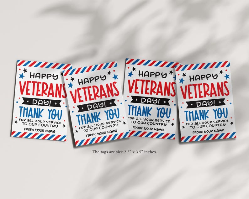 Veterans Day Gift Tags Printable: Thank You Military Service (PDF ...