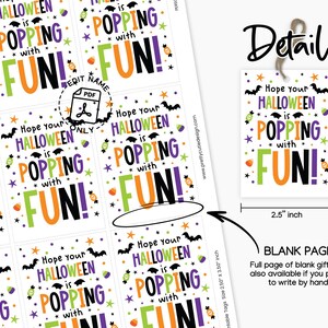 Halloween Popcorn Gift Tags: "popping With Fun" Printable (digital ...