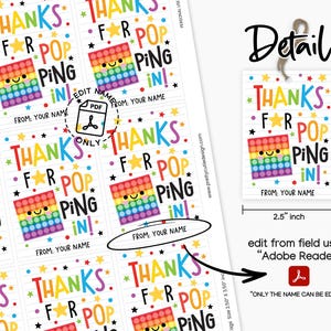 Pop It Gift Tags Printable: Rainbow Back to School Favor Tags (PDF ...