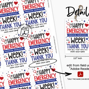 EMS Week Thank You Gift Tags: EMT Paramedic Appreciation (PDF) - Etsy