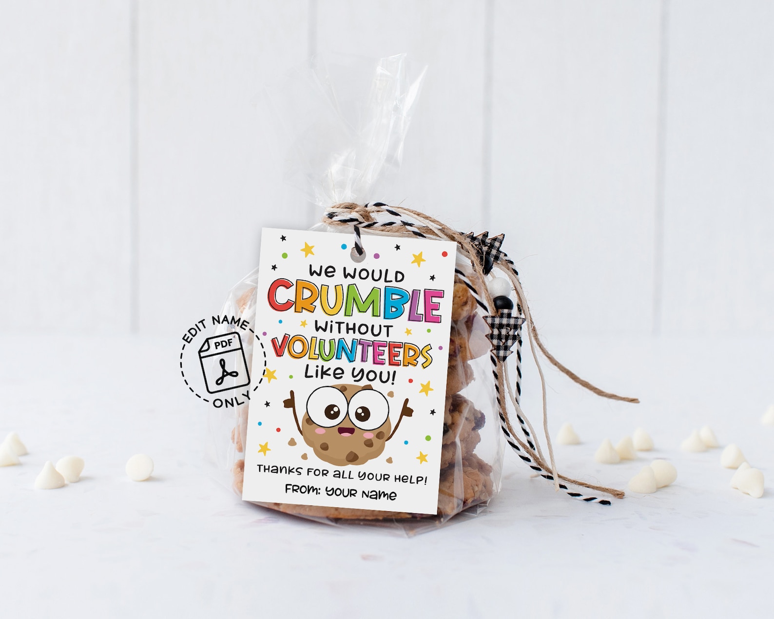Volunteer Appreciation Gift Tags: Cookie Thank You (printable) - Etsy