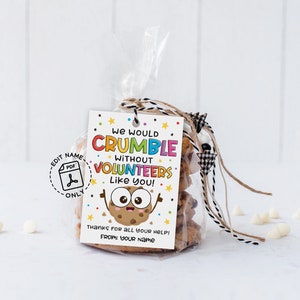 Volunteer Appreciation Gift Tag Printable, Volunteer Thank You Cookie ...