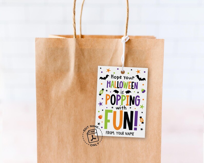 Halloween Popcorn Gift Tags: "popping With Fun" Printable (digital ...