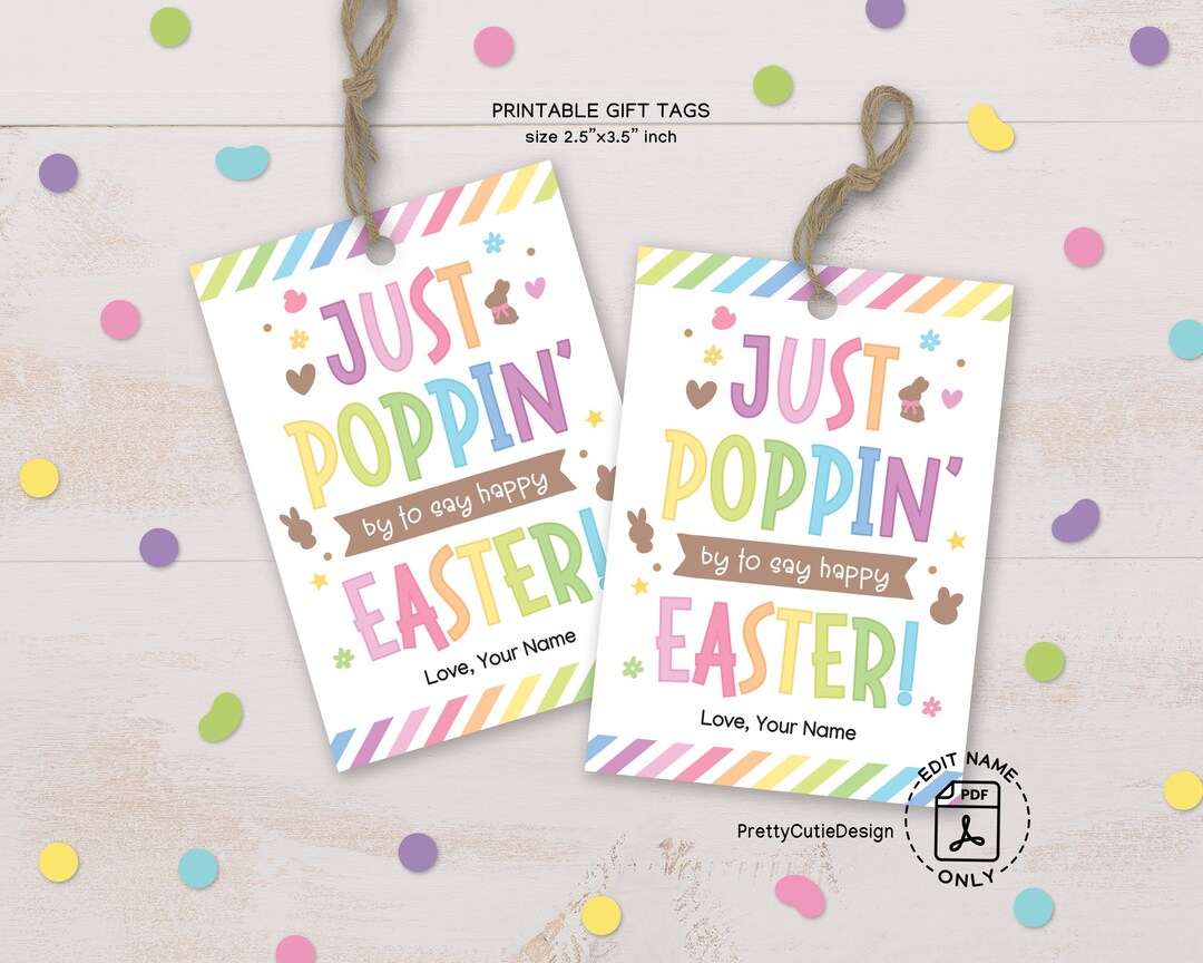 Teacher Easter Printable Gift Tags, Kids Easter Pop It Tags, School ...