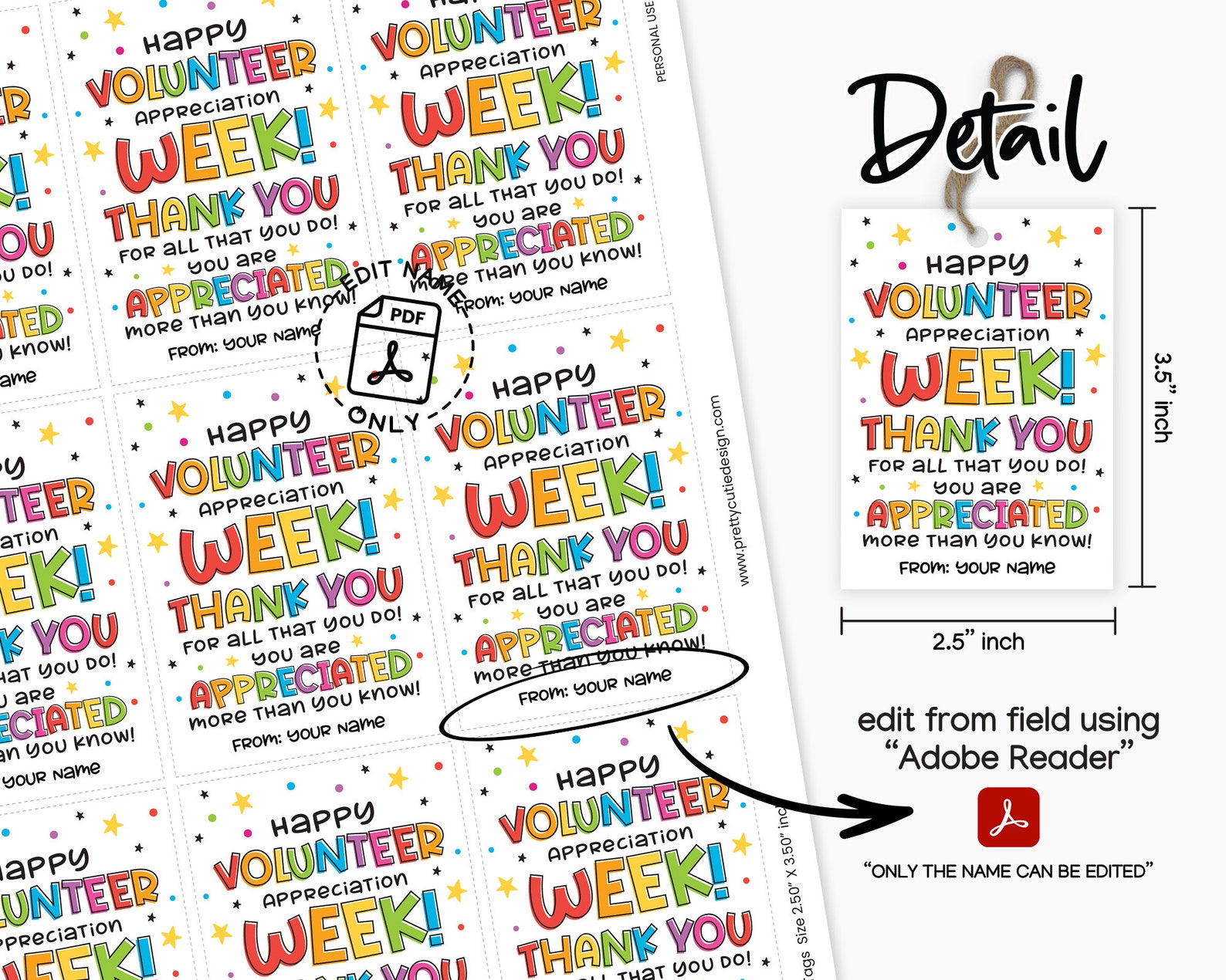 Volunteer Appreciation Gift Tag Printable, Classroom Volunteer ...