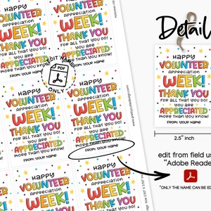 Volunteer Appreciation Gift Tag Printable, Classroom Volunteer ...