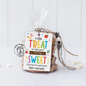 Printable First Day of School Treat Bag Tag, A Little Treat to Make the ...