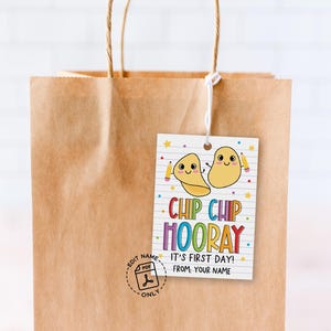 Happy First Day of School Chip Chip Hooray Tag, Back to School Tags ...