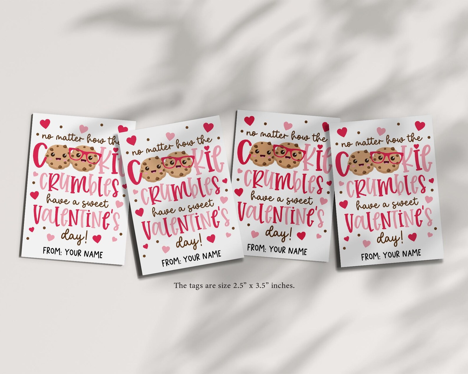 Cookie Valentine Gift Tag Printable, Sweet Classroom Treat Bag Label ...