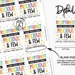 Receptionists Day Gift Tag Printable, Receptionist Day Card ...