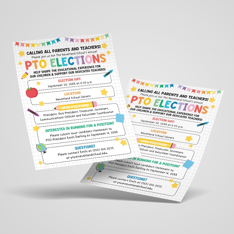 PTA PTO Elections Flyer Template, Editable Canva School Event ...
