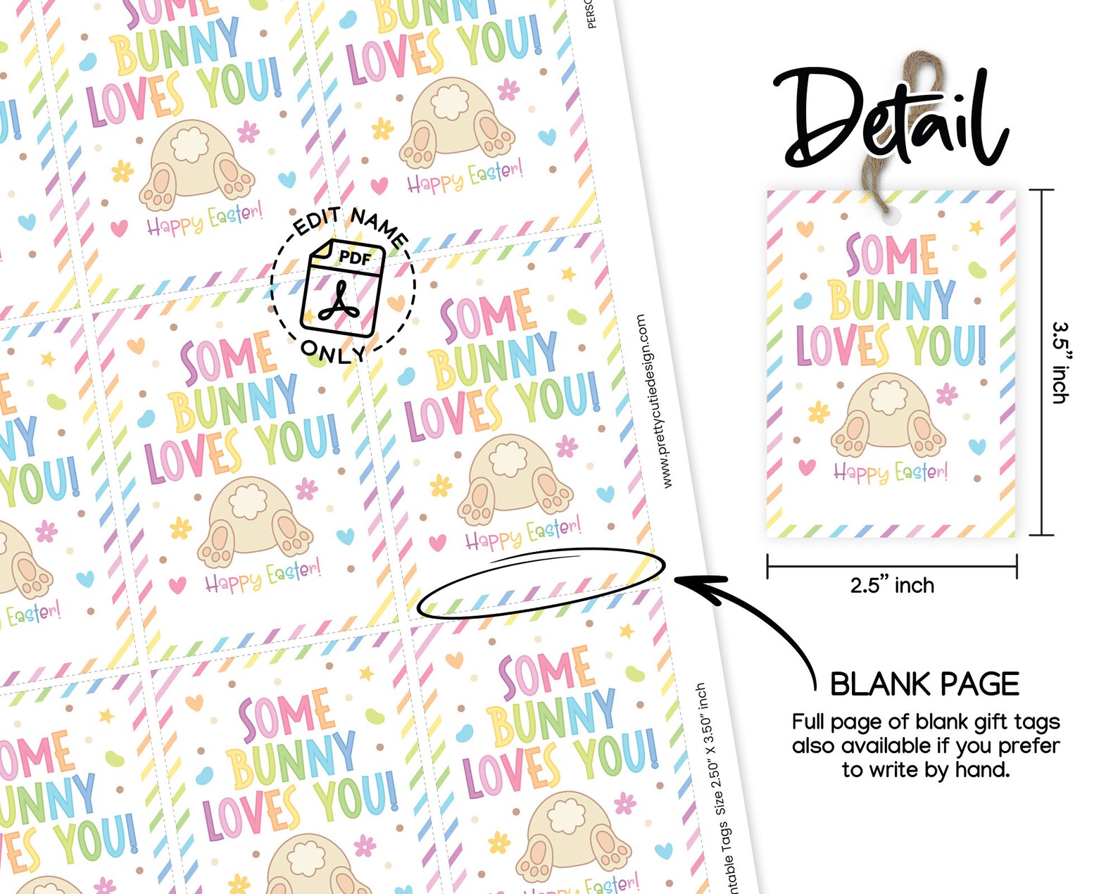 Easter Gift Tag Printable, Somebunny Loves You Tag, Happy Easter Bunny ...