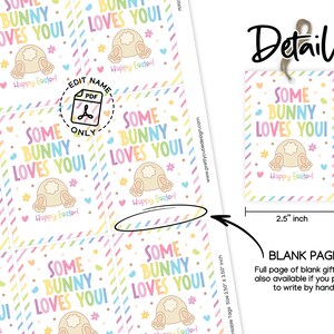 Easter Gift Tag Printable, Somebunny Loves You Tag, Happy Easter Bunny ...
