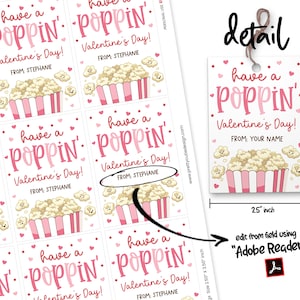 Have A Popping Valentine's Day Gift Tag, Valentines Gift Tags, Popcorn ...