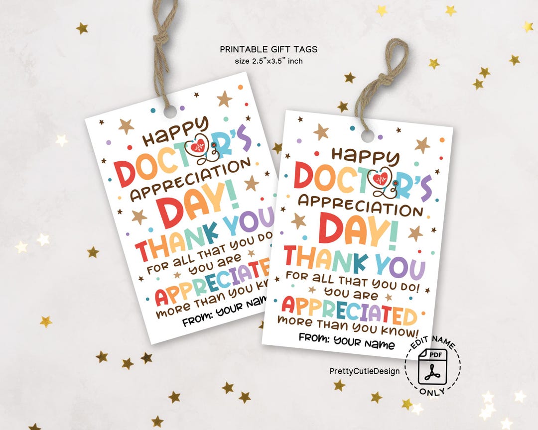 Printable Doctor's Day Gift Tags Instant Download, Happy National ...
