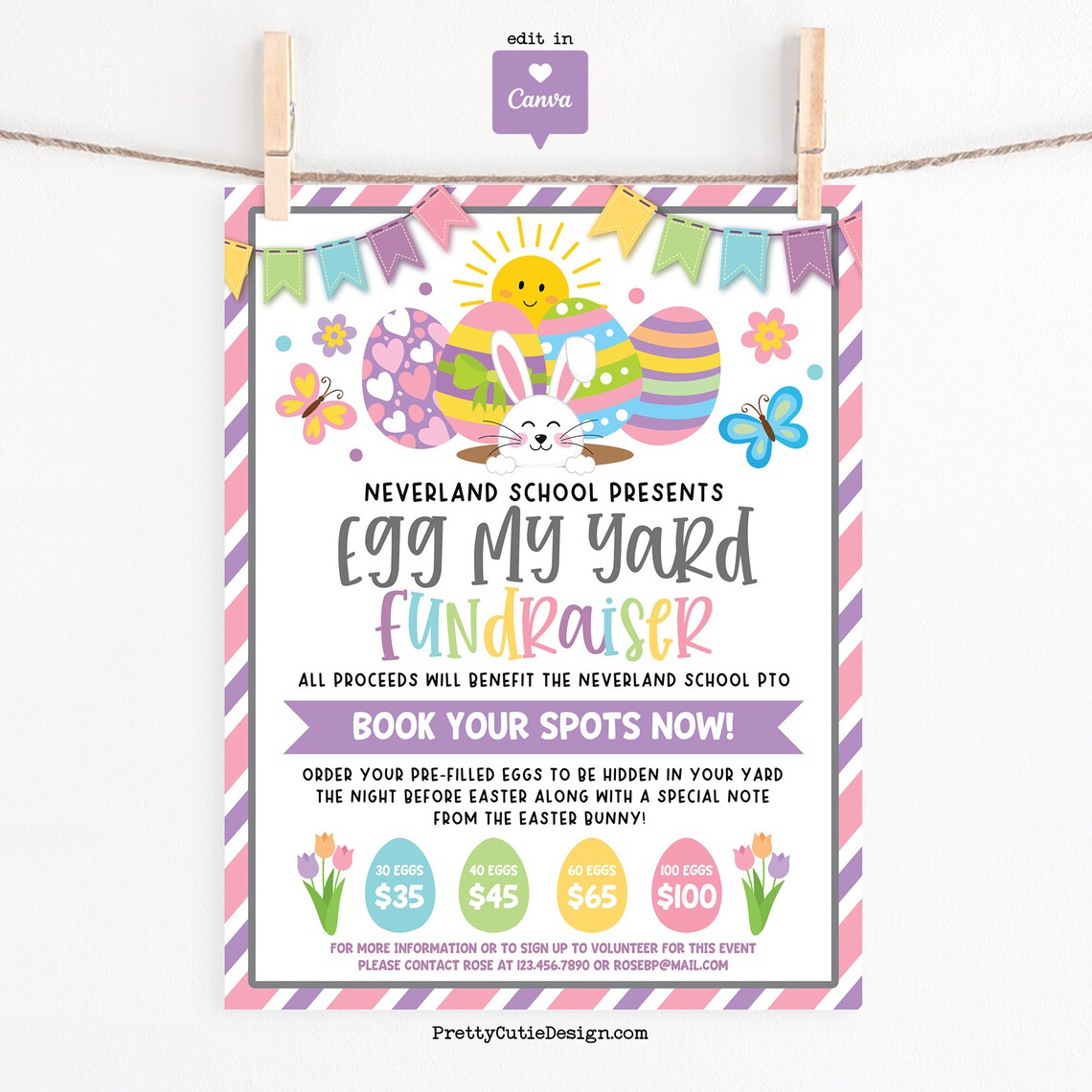 Easter Egg My Yard Fundraiser Template, School Fundraiser Event Canva ...
