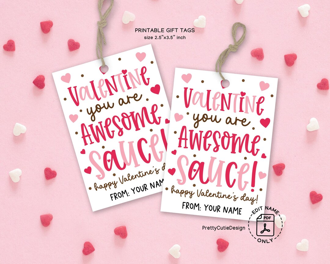 You Are Awesome Sauce Valentine Tag, Applesauce Valentine Gift Tags ...