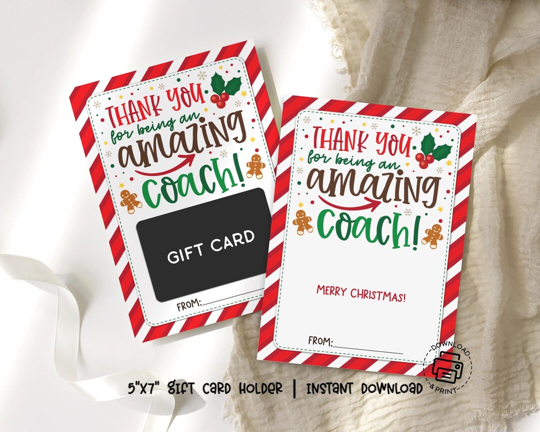 Coach Gift Card Holder Printable, Christmas Appreciation, Holiday ...