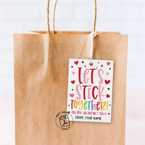 Let's Stick Together Valentine Tag, Classroom Valentine Stickers Gift ...