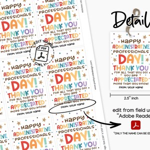 Admin Professionals Day Gift Tags: Office Staff Appreciation (PDF) - Etsy