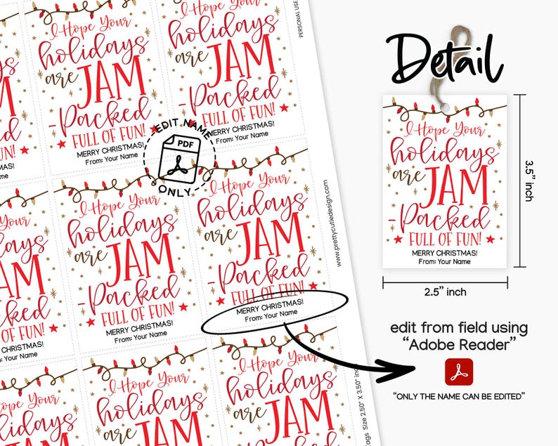 JAM Packed Christmas Gift Tags, Printable Holiday Food Labels (PDF) - Etsy