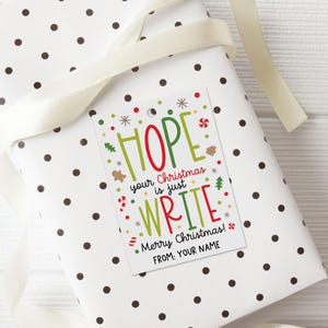 School Supplies Holiday Gift Tags, Hope Your Christmas is Just WRITE ...