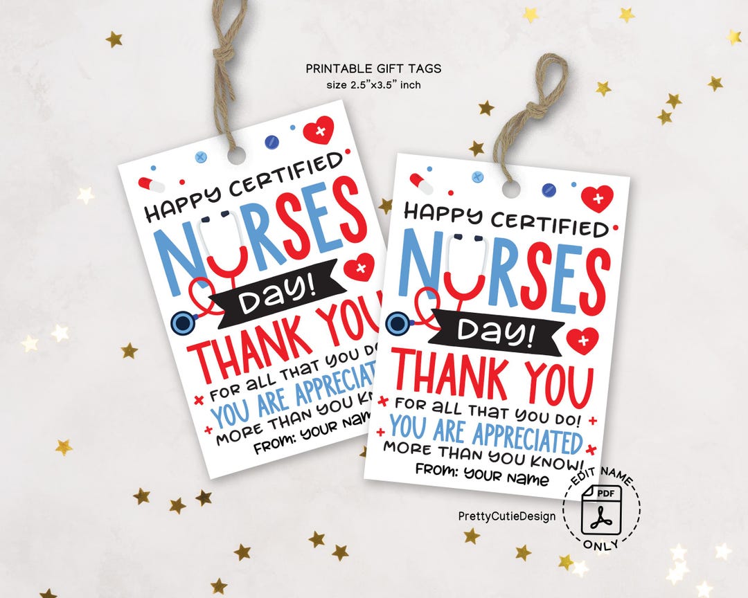 Happy Certified Nurses Day Gift Tag Printable, Certified Nurses ...