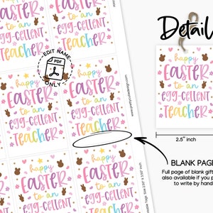 Happy Easter Eggcellent Teacher Gift Tag, Egg-cellent Teacher ...
