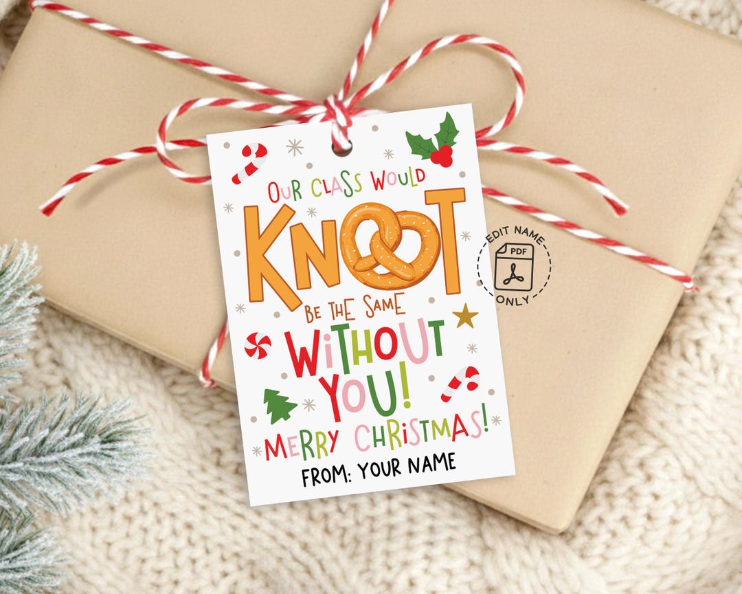 Christmas Gift Tags, Pretzel Knot Classroom Printable, Student ...