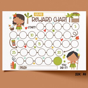 Printable Aloha Hawaii Reward Chart for Kids, Simple Kids Reward Chart ...