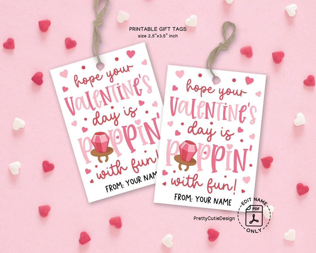 Printable Valentine's Day Tag, Poppin Valentine Gift Tag, Classroom ...