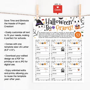 Halloween Boo Grams: School Fundraiser Template (canva Editable, PDF ...