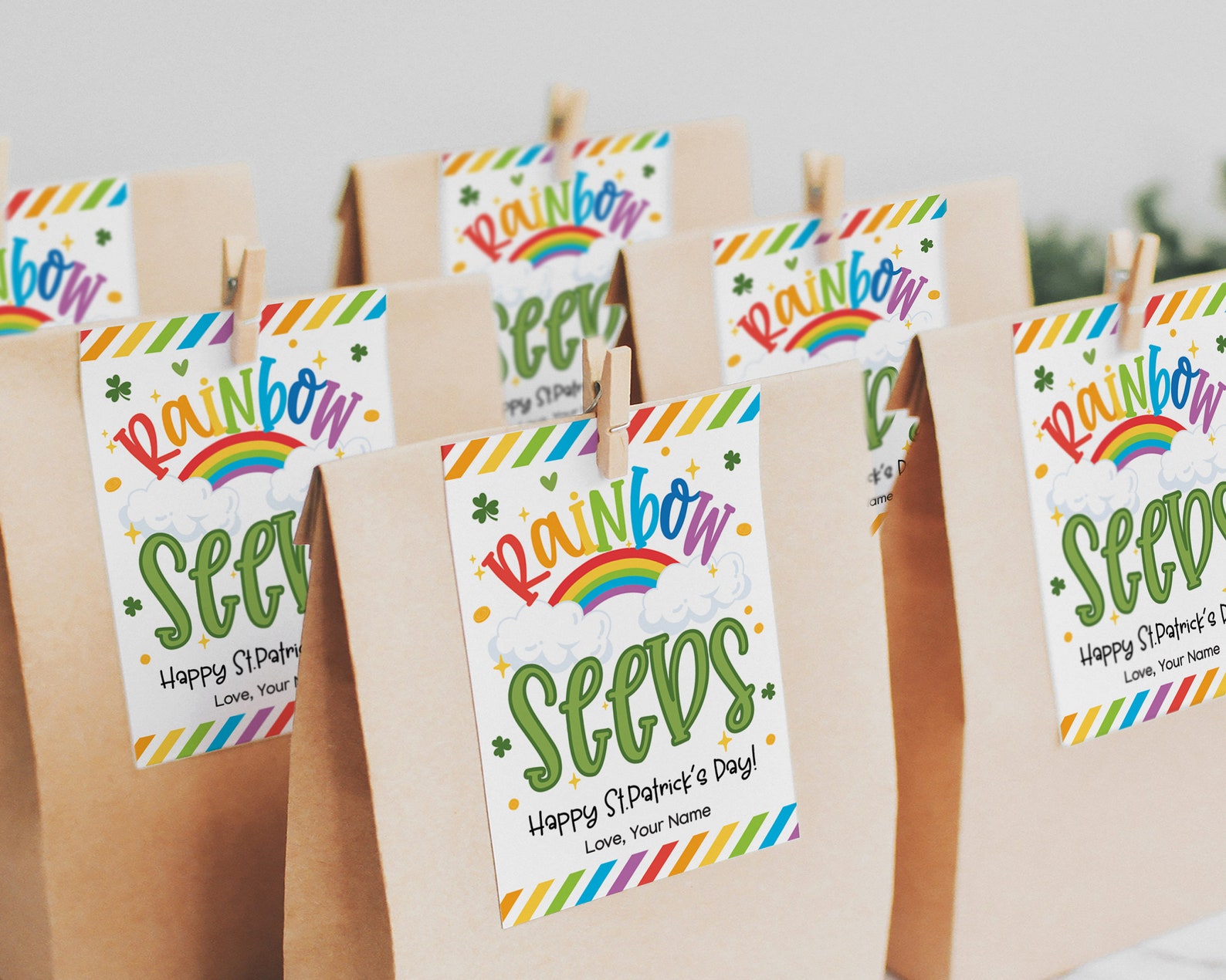 St Patricks Day Rainbow Seeds Gift Tag, Rainbow Candy Gift for Friend ...
