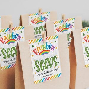 St Patricks Day Rainbow Seeds Gift Tag, Rainbow Candy Gift for Friend ...