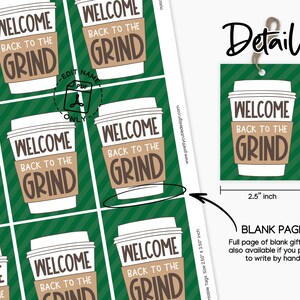 Back to School Coffee Gift Tags, Welcome Back to the Grind, First Day ...
