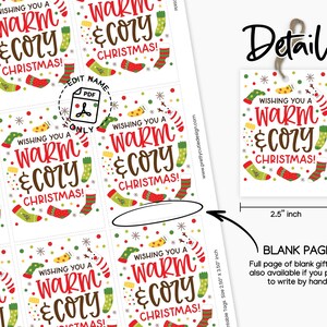 Fuzzy Socks Christmas Gift Tags, Wishing You a Warm and Cozy Christmas ...