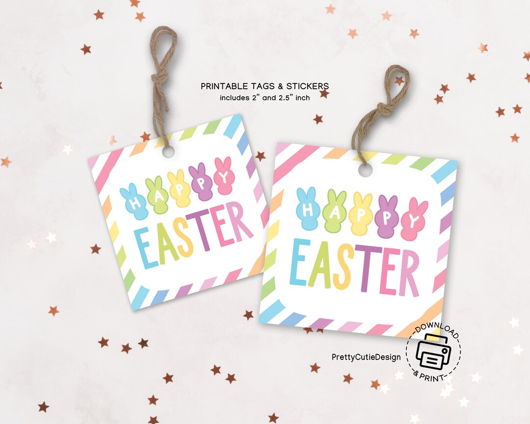 Easter Printable Gift Tags, Happy Easter Cookie Printable Tag, Easter ...