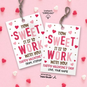 How Sweet is It to Work With You Valentines Day Tags, Coworker ...