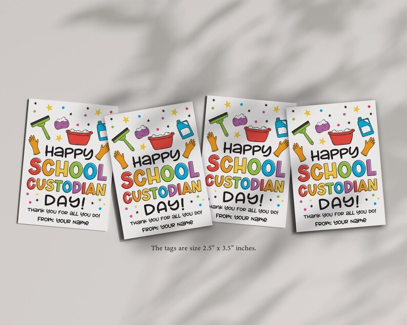 School Custodian Appreciation Gift Tags (printable) - Etsy