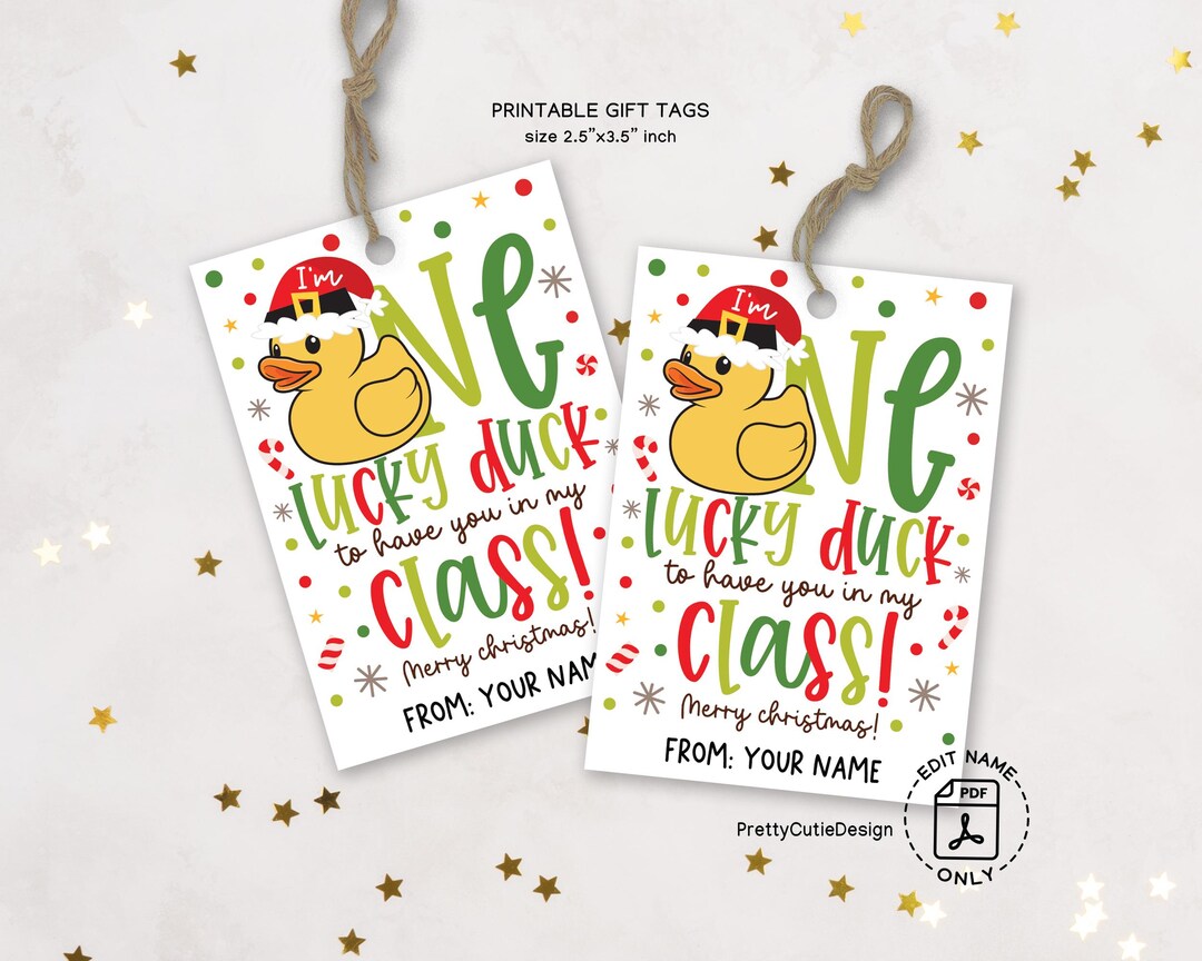Rubber Duck Christmas Gift Tags Printable, One Lucky Duck Class ...