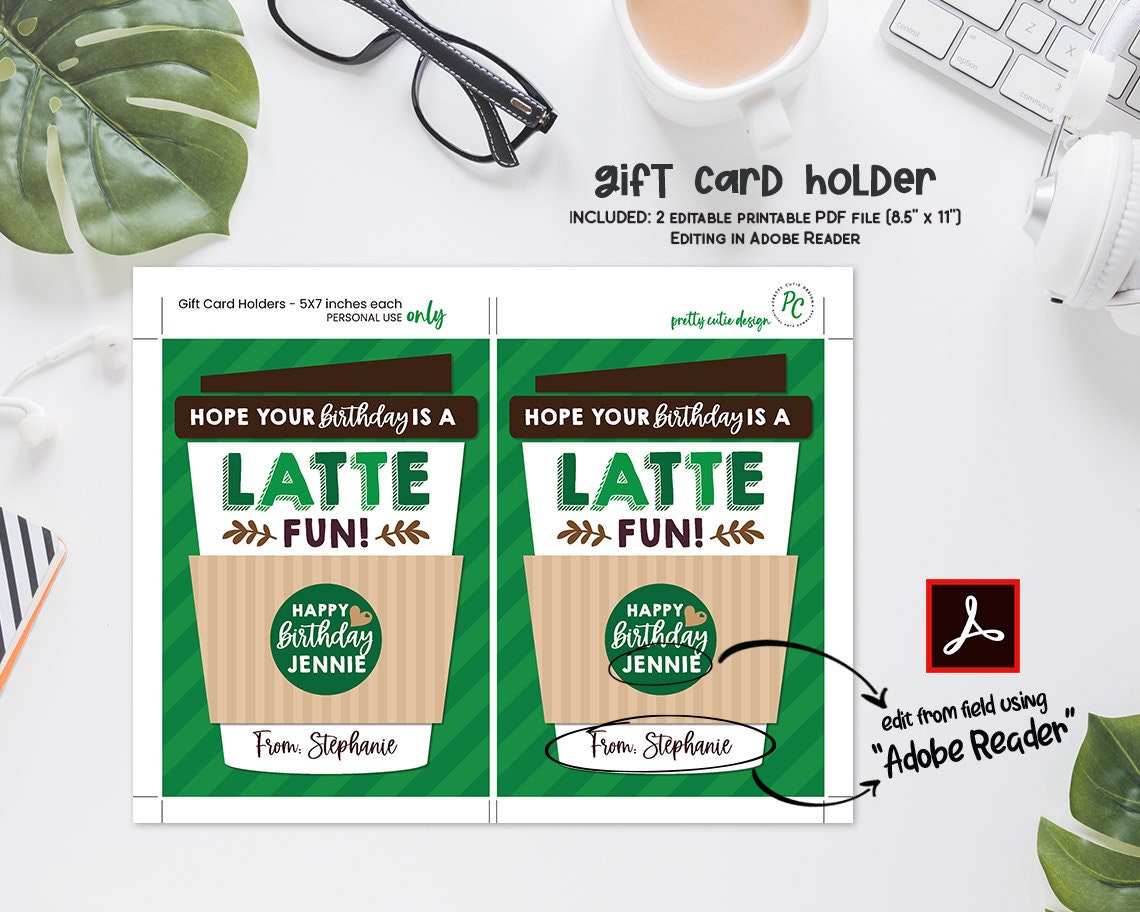 Hope Your Birthday is A Latte Fun Coffee Gift Card Holder | Etsy