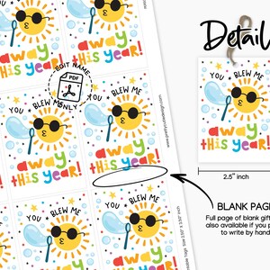 You Blew Me Away This Year Gift Tags, Last Day of School Printable Tags ...
