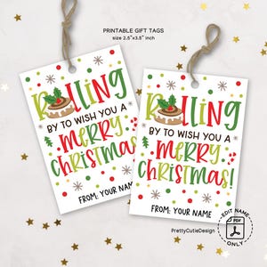 Christmas Gift Tag Printable, Rolling by Pun, Cinnamon Roll Treat ...
